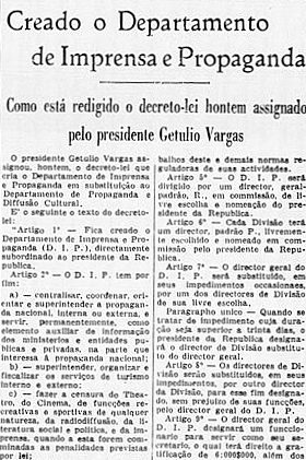 Departamento de Imprensa e Propaganda (DIP) foi criado em 27 de ...